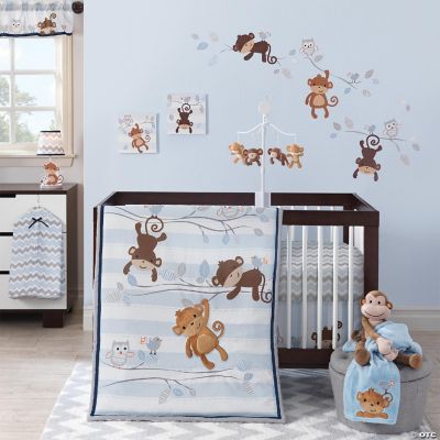 Bedtime Originals Mod Monkey 3-Piece Bedding Set - Blue, Gray, White ...