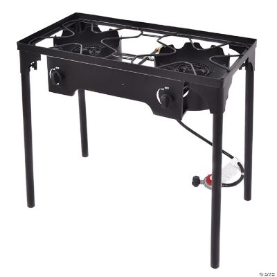 Costway Double Burner Gas Propane Cooker Outdoor Picnic Stove Stand BBQ ...