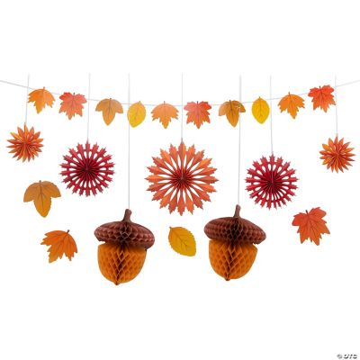 Warm Color Fall Leaf Hanging Decorations Kit – 12 Pc. | Oriental Trading