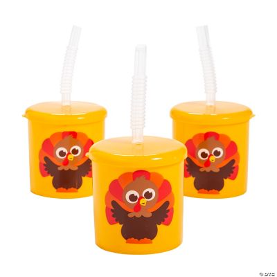 2 3/4" 7 oz. Turkey BPA-Free Reusable Plastic Cups with Lids & Straws ...