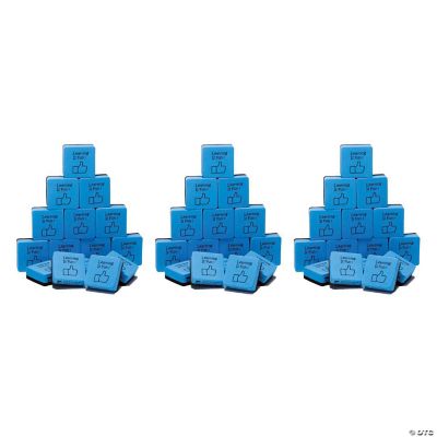 Charles Leonard Mini Whiteboard Eraser, Felt/Foam, 2"x2" "Learning is Fun", Blue/Black, 15 Per ...
