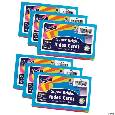 Pacon Index Cards, 5 Super Bright Assorted Colors, Unruled, 3" x 5 ...