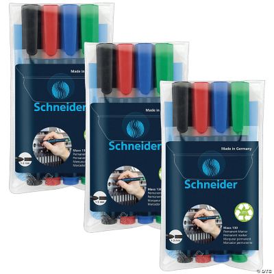 Schneider Maxx 130 Permanent Markers, Assorted Colors, 4 Per Pack, 3 Packs