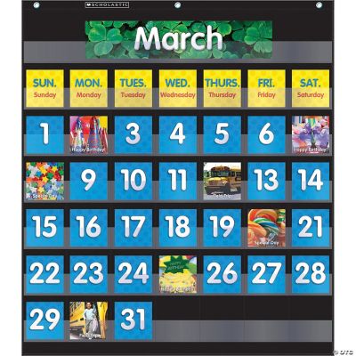 Scholastic Teacher Resources Monthly Calendar Pocket Chart with Cards ...