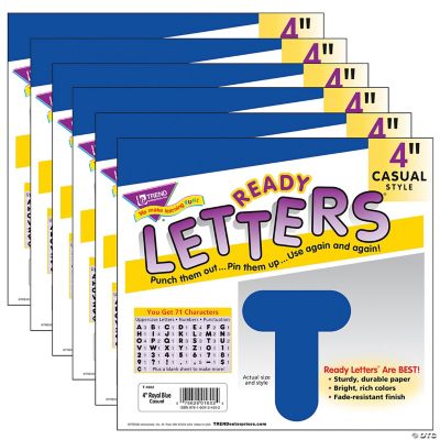 TREND Royal Blue 4" Casual Uppercase Ready Letters, 6 Packs