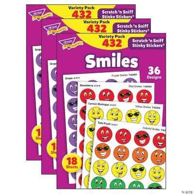 TREND Smiles Stinky Stickers Variety Pack, 432 Per Pack, 3 Packs
