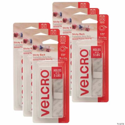 VELCRO Sticky Back Tape, White, 18" x 3/4", 6 Rolls | Oriental Trading
