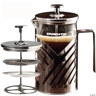 Ovente 27 Ounce French Press Carafe Coffee & Tea Maker, Silver