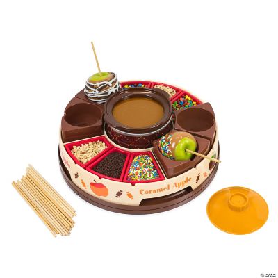 Nostalgia Lazy Susan Chocolate & Caramel Apple Party with Heated Fondue ...