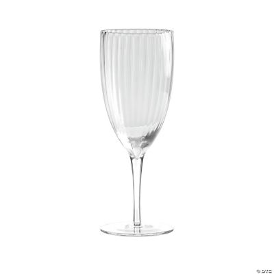 12 oz. Clear Stripe Round Disposable Plastic Wine Flutes (16 Wine Flutes)
