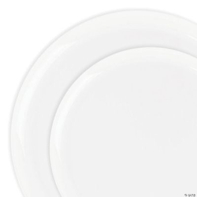 White Flat Round Disposable Plastic Dinnerware Value Set (40 Dinner ...