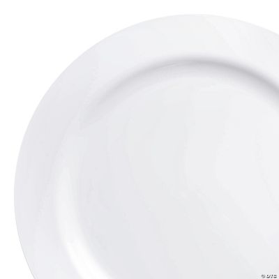 10.25" Solid White Economy Round Disposable Plastic Dinner Plates (50 ...