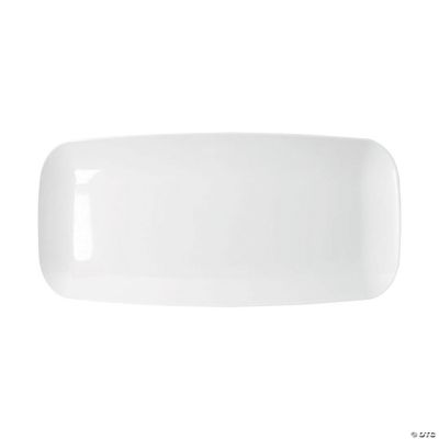 10.6" x 5" Solid White Flat Raised Edge Rectangular Disposable Plastic ...