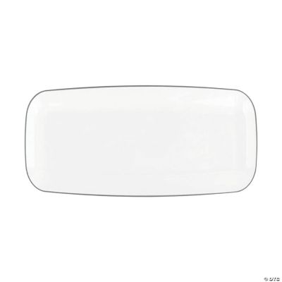 10.6" x 5" White with Silver Rim Flat Raised Edge Rectangular ...