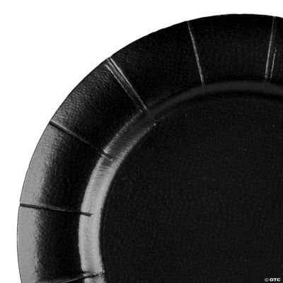 13" Black Round Disposable Paper Charger Plates (120 Plates)