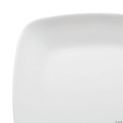 8.5" Solid White Flat Rounded Square Disposable Plastic Buffet Plates ...