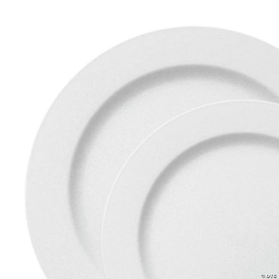 Matte Milk White Round Disposable Plastic Dinnerware Value Set (120 ...