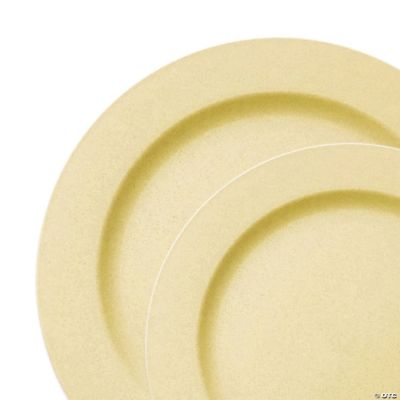 Matte Bright Yellow Round Disposable Plastic Dinnerware Value Set (120 ...