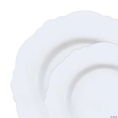 Solid White Round Blossom Disposable Plastic Dinnerware Value Set (120 ...