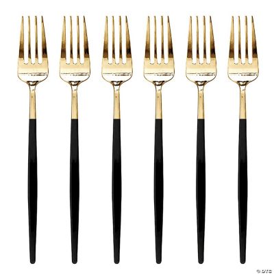 Gold with Black Handle Moderno Disposable Plastic Dinner Forks (120 ...