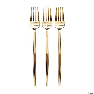 Shiny Gold Moderno Disposable Plastic Dinner Forks (120 Forks)