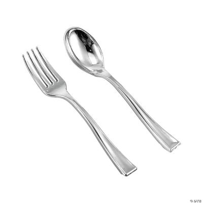 1920 Pc. Silver Disposable Plastic Mini Flatware Set - Dessert Spoons ...