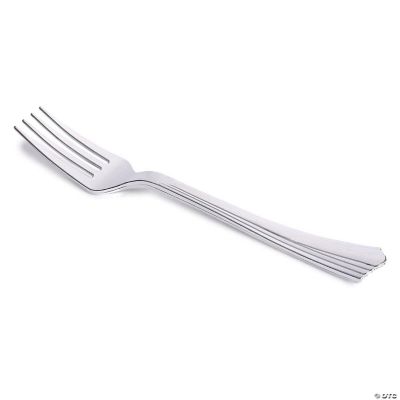 Shiny Metallic Groove Silver Plastic Forks (336 Forks)
