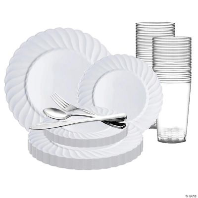 White Flair Plastic Dinnerware Value Set (36 Settings)