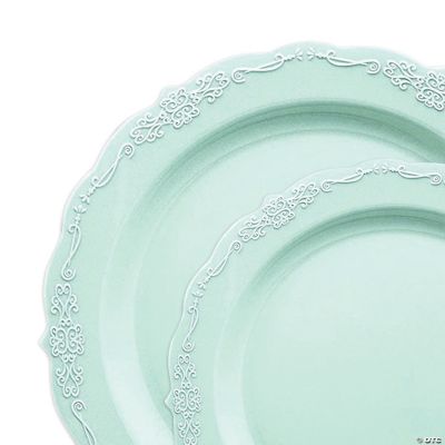 Turquoise Vintage Round Disposable Plastic Dinnerware Value Set (120 ...