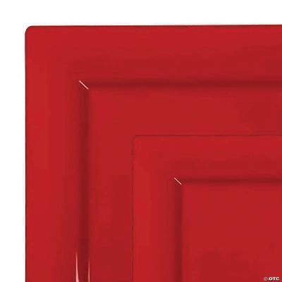 Red Square Plastic Plates Dinnerware Value Set (120 Dinner Plates + 120 ...