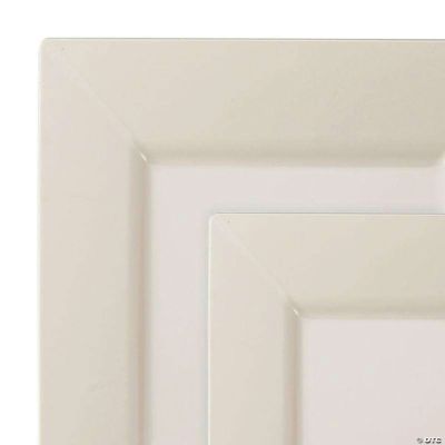Ivory Square Plastic Plates Dinnerware Value Set (40 Dinner Plates + 40 ...