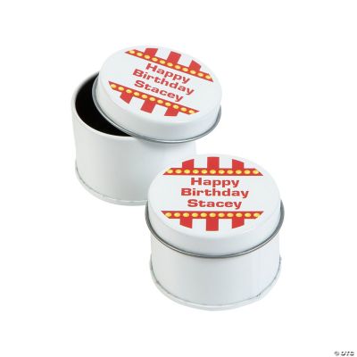 2" Mini Personalized Carnival Round Favor Tins - 24 Pc. | Oriental Trading