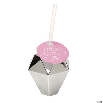 14 oz. Personalized Diamond-Shaped Reusable Plastic Cups with Straws ...