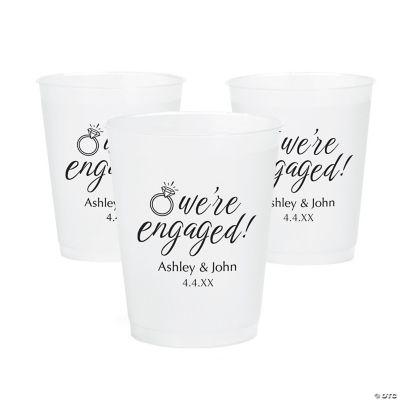 Stylish Personalized Engagement Cups - 50 Pc. with Custom Text ...