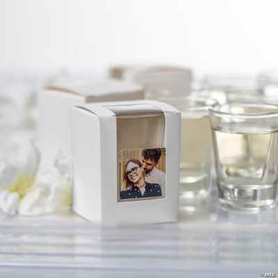 Custom Photo Wedding Favor Boxes with Shot Glass Kit for 12