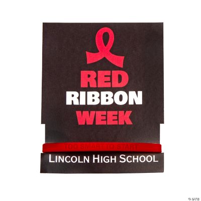 Bulk 48 Pc. Personalized Red Ribbon Week Thin Band Bracelets with Card ...