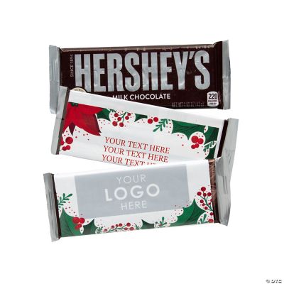 Custom Full-Color Logo & Text Holiday Candy Bar Sticker Labels ...
