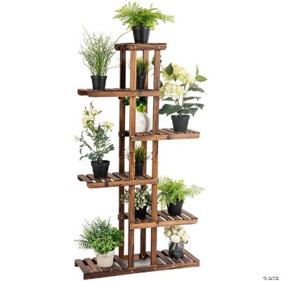 Costway 6 Tier 11 Pots Wooden Plant Flower Display Stand Wood Shelf ...