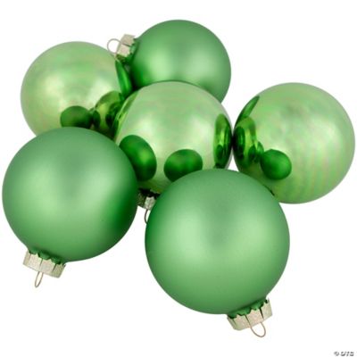 Northlight 6ct Shiny and Matte Green Glass Ball Christmas Ornaments 3. ...