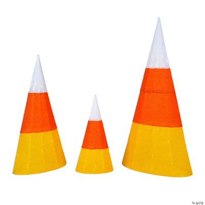 National Tree Company 3-Piece Pre-Lit Candy Corn Cones | Oriental Trading