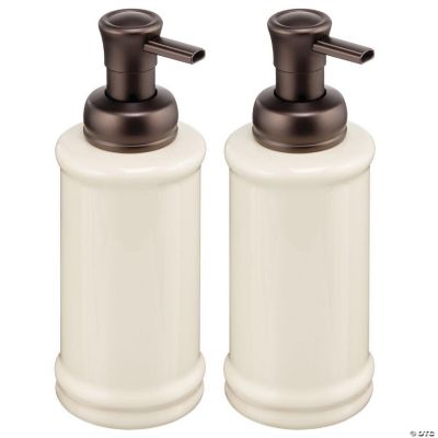 mDesign Ceramic Refillable Foaming Soap Dispenser Pump, 2 Pack - Cream ...