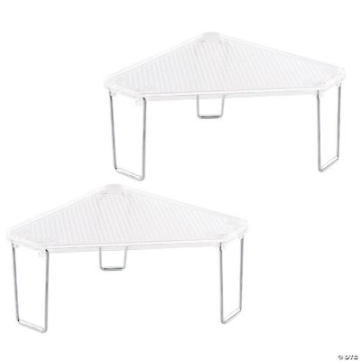 mDesign Plastic/Steel Corner Stackable Rack, Bathroom, 2 Pack, Clear ...