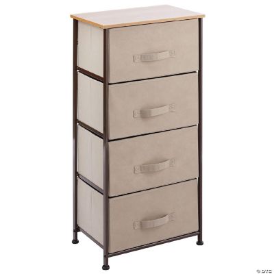 mDesign Tall Dresser Storage Tower Stand, 4 Fabric Drawers - Coffee ...