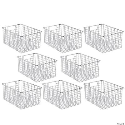 mDesign Metal Wire Closet Organizer Basket with Built-In Handles, 8 ...