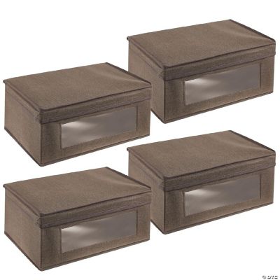 mDesign Fabric Stackable Slim Storage Organizer Box, 4 Pack - Espresso ...