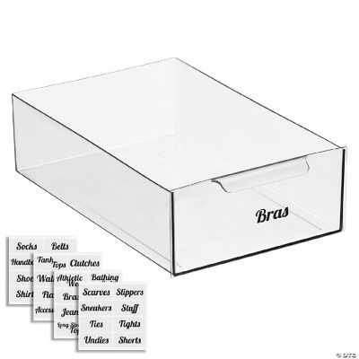 mDesign Modern Plastic Drawer Organizer for Clothes + 32 Adhesive ...
