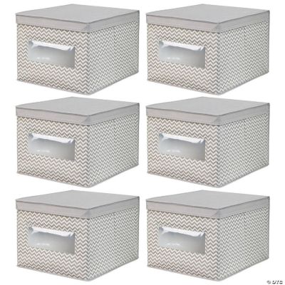 mDesign Large Fabric Closet Box with Window/Lid, 6 Pack, Taupe/Natural ...