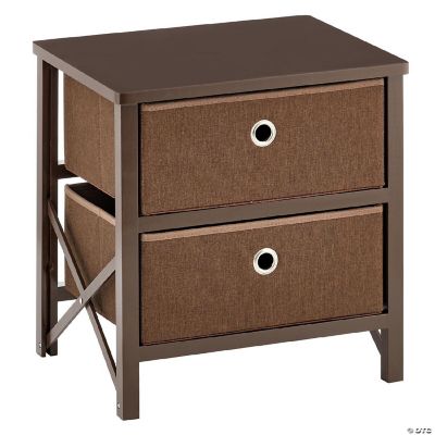 mDesign 2 Drawer Foldable Fabric and Wood Dresser Storage Unit ...
