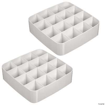mDesign Plastic Accessory 16 Section Organizer - 2 Pack - Light Gray