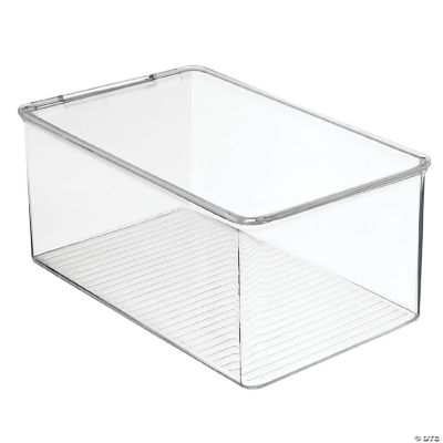 mDesign Plastic Stackable Toy Storage Bin Box with Hinge Lid, Clear ...